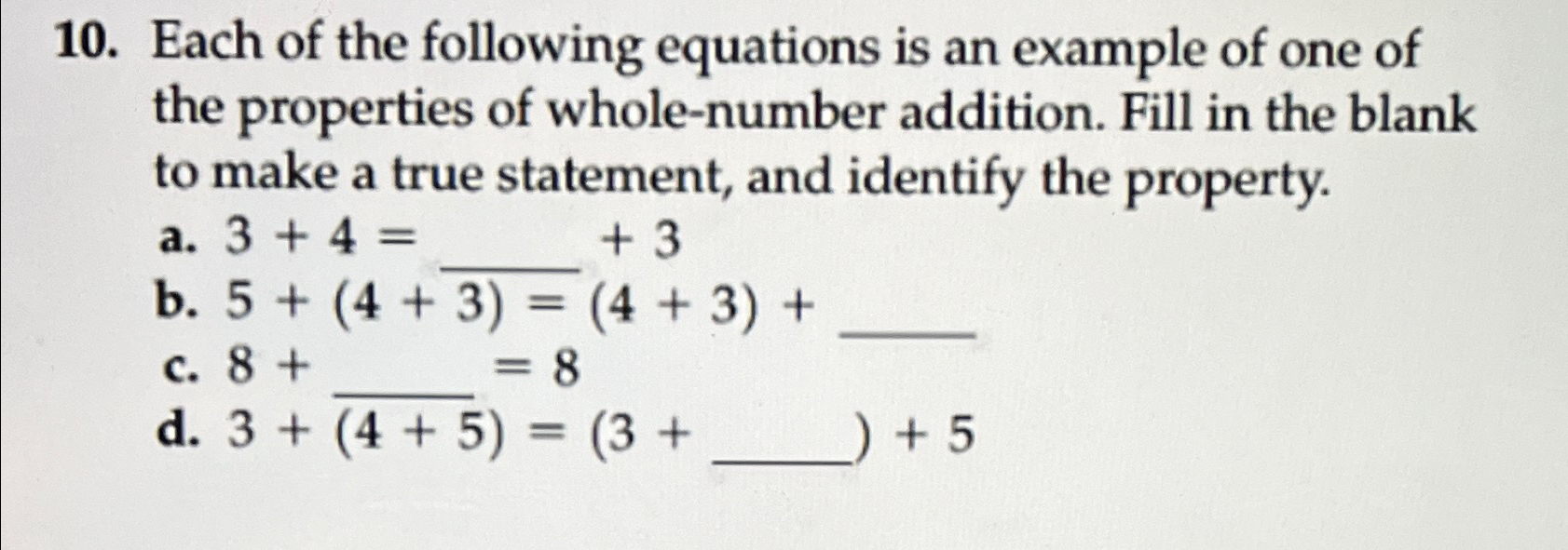 Solved Each of the following equations is an example of one | Chegg.com