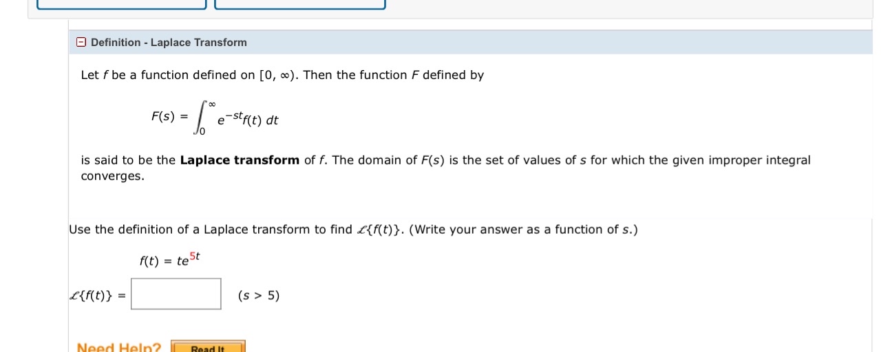Solved Definition - ﻿Laplace TransformLet f ﻿be a function | Chegg.com