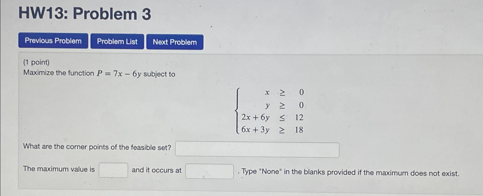 Solved HW13: Problem 3(1 ﻿point)Maximize the function | Chegg.com