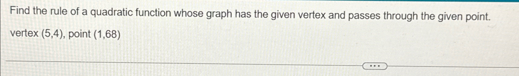 Solved Find the rule of a quadratic function whose graph has | Chegg.com