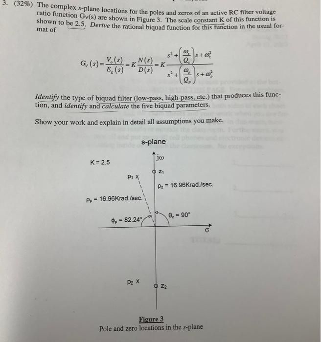 (32\%) The complex s-plane locations for the poles | Chegg.com