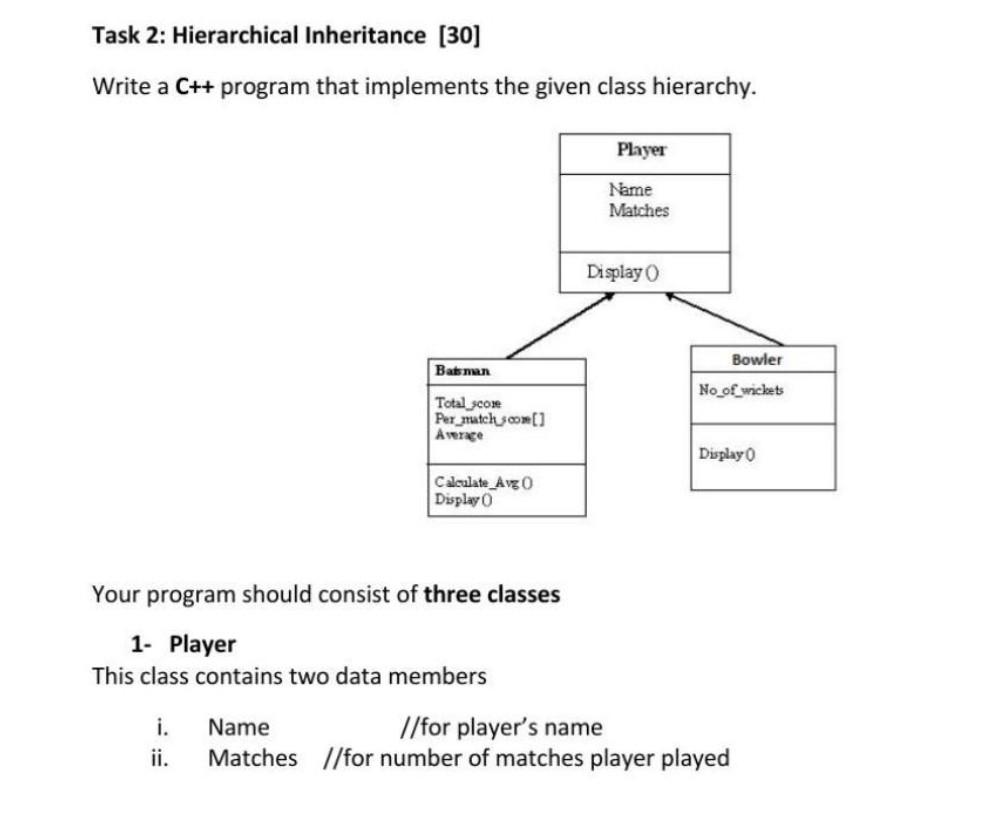 Solved Task 2 Hierarchical Inheritance 30 Write A C Chegg