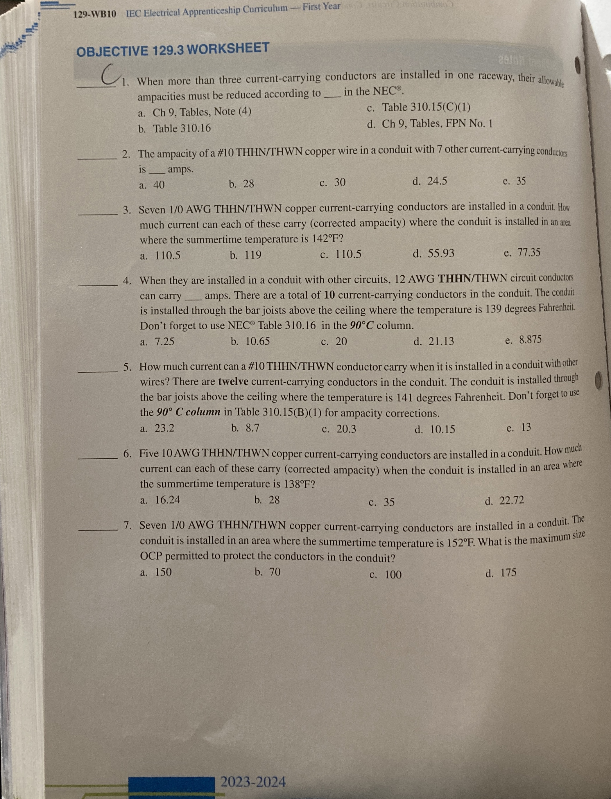 Solved 129-WB10IEC Electrical Apprenticeship Curriculum - | Chegg.com