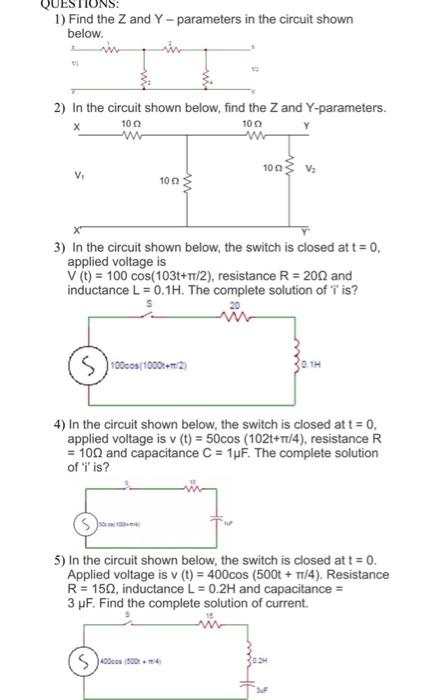 Solved 1) Find the Z and Y-parameters in the circuit shown | Chegg.com