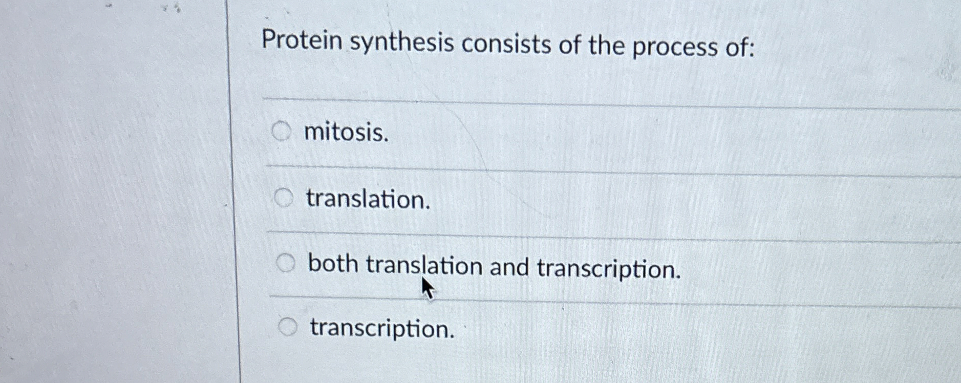 Solved Protein synthesis consists of the process | Chegg.com