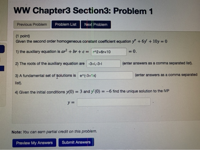 Solved ww Chapter3 Section3: Problem 1 Previous Problem | Chegg.com Solved ww Chapter3 Section3: Problem 1 Previous Problem | Chegg.com