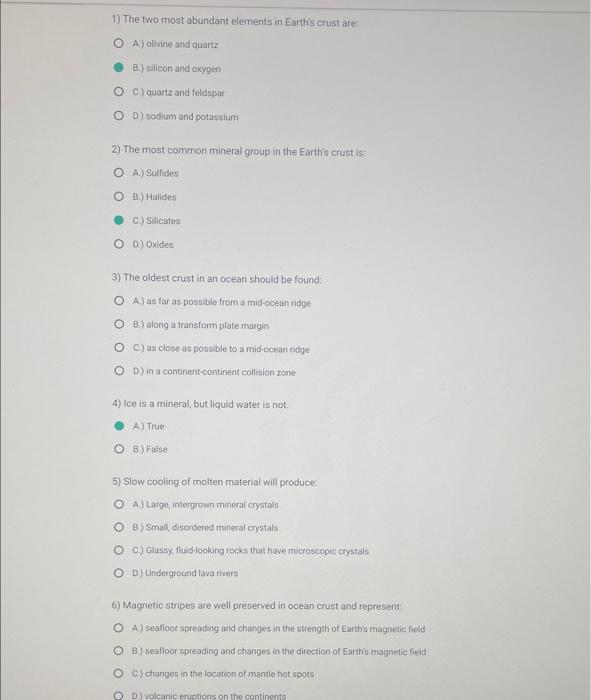 Solved 1) The two most abundant elements in Earth's crust | Chegg.com