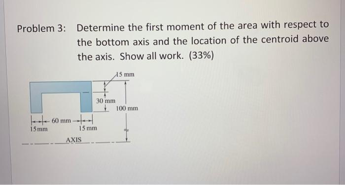 Solved Problem 3: Determine the first moment of the area | Chegg.com