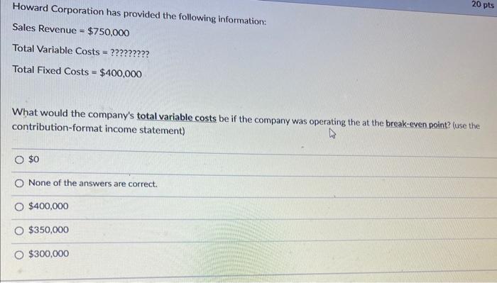 Solved Howard Corporation has provided the following | Chegg.com