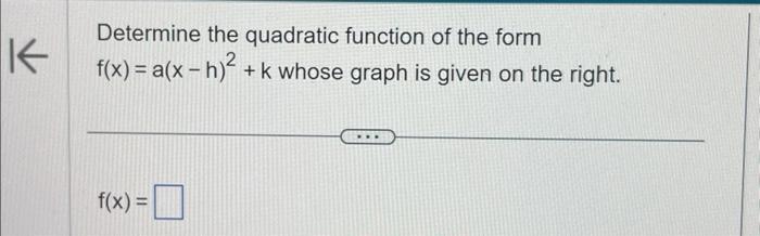 Solved Determine the quadratic function of the form | Chegg.com