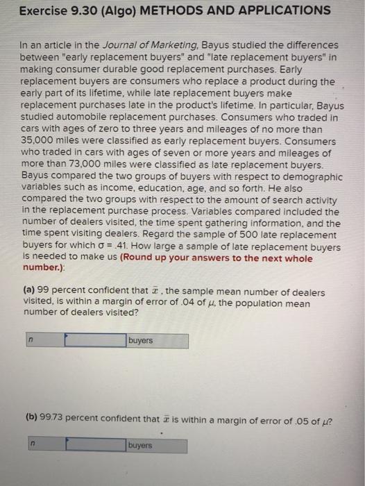 Solved Exercise 9.30 (Algo) METHODS AND APPLICATIONS In an | Chegg.com