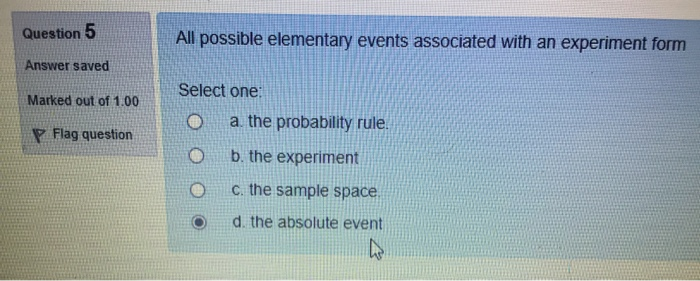 Solved Question 5 All possible elementary events associated | Chegg.com