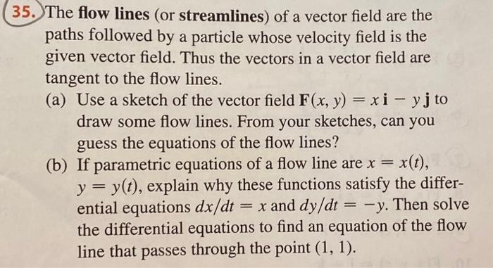 Solved Please solve (b),The equation of the flow line that | Chegg.com