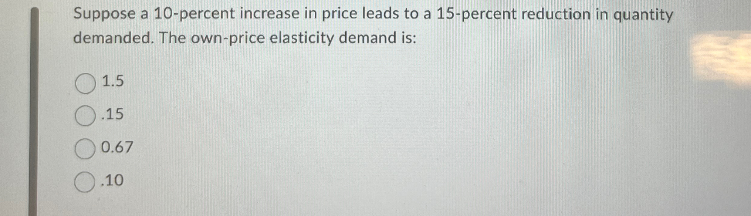 Solved Suppose a 10-percent increase in price leads to a | Chegg.com