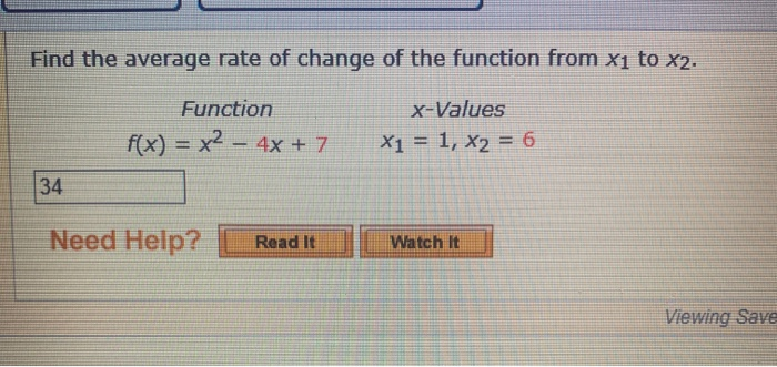 Solved Find the average rate of change of the function from | Chegg.com