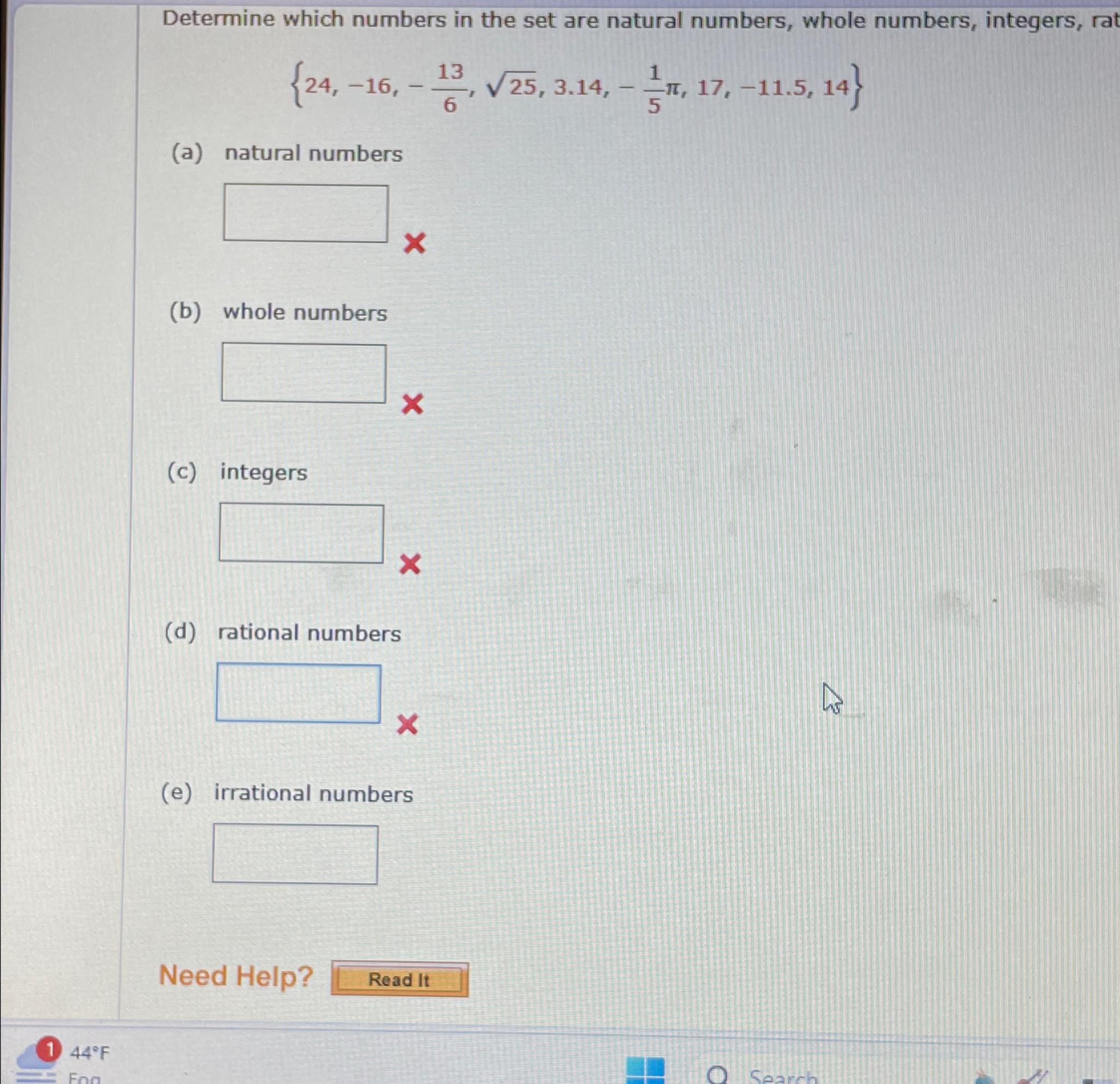 Solved Determine which numbers in the set are natural | Chegg.com