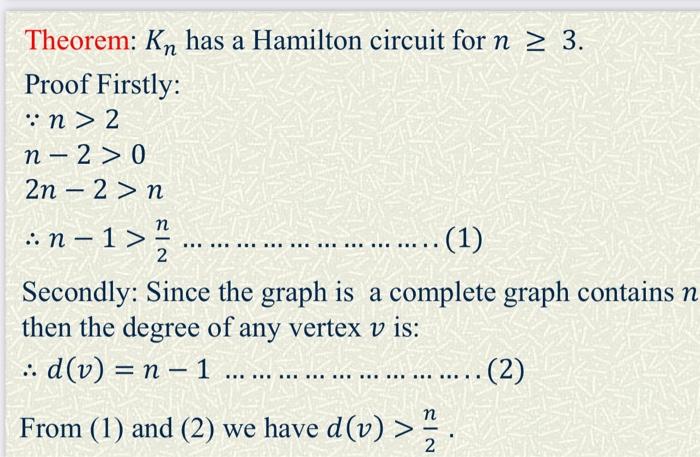 Solved Theorem: Kn has a Hamilton circuit for n≥3. Proof | Chegg.com