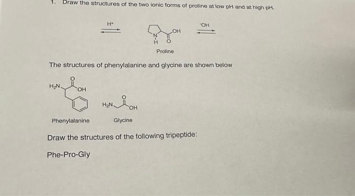 Solved Draw the structures of the two ionic forms of proline | Chegg.com