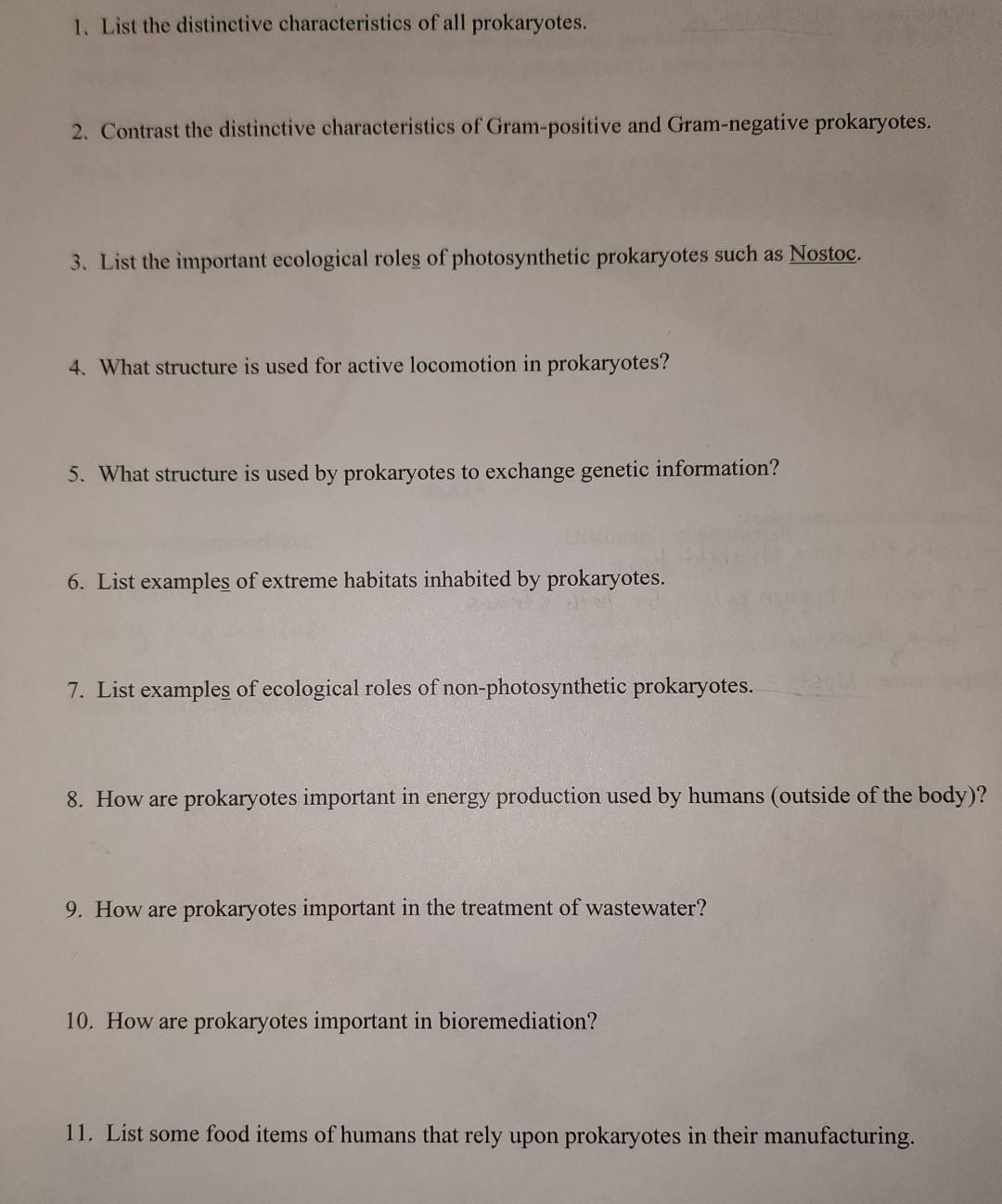 Solved 1. List the distinctive characteristics of all | Chegg.com