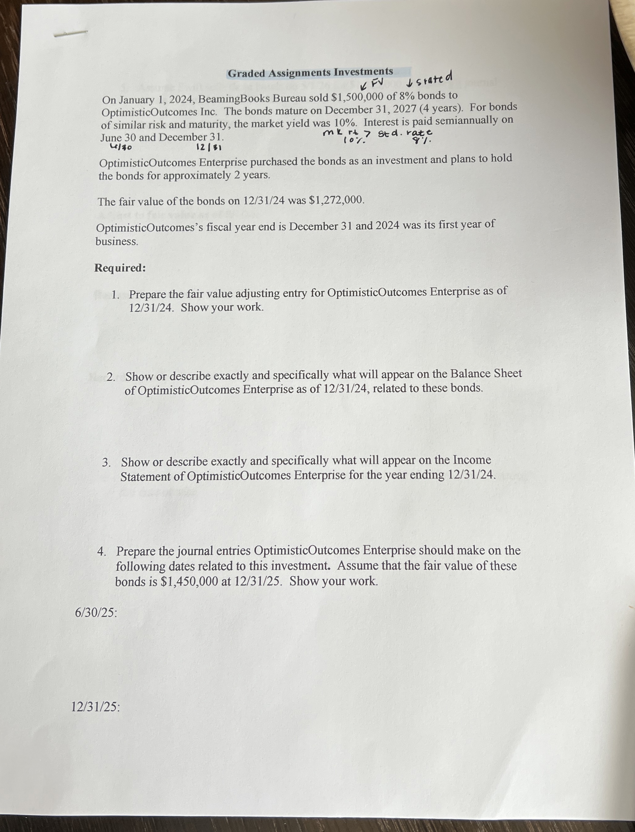 Solved Graded Assignments InvestmentsOn January 1, 2024, | Chegg.com