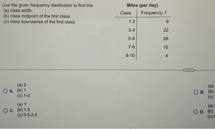 Solved Use the given frequency distribution to find the (a) | Chegg.com