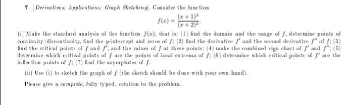 Solved 7. (Derivatives: Applications: Gmph Sketching). | Chegg.com