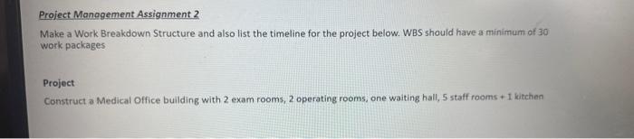 Solved Project Management Assignment 2 Make a Work Breakdown | Chegg.com