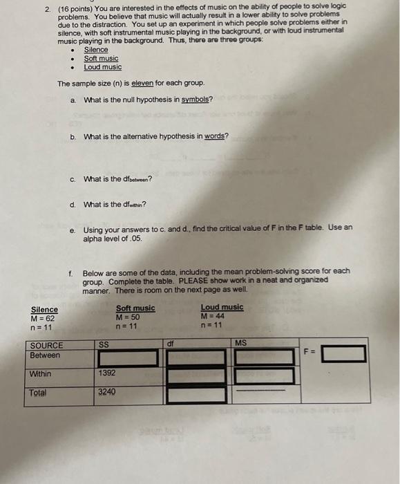 Solved 2. (16 points) You are interested in the effects of | Chegg.com