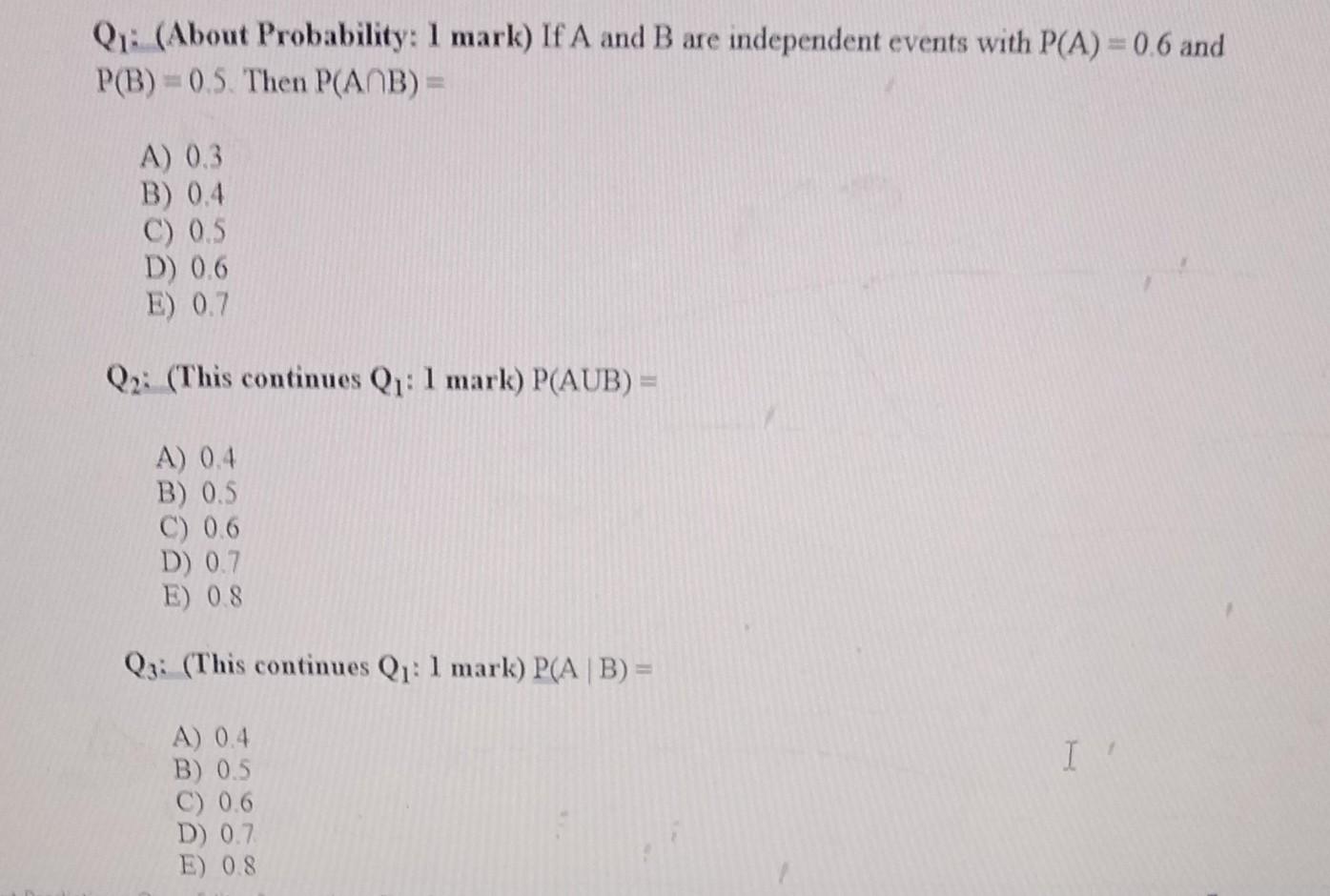 Solved Question [Multiple-Choice Ouestions: 30 marks] | Chegg.com