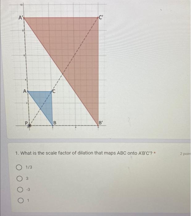 Solved 1. What is the scale factor of dilation that maps ABC | Chegg.com