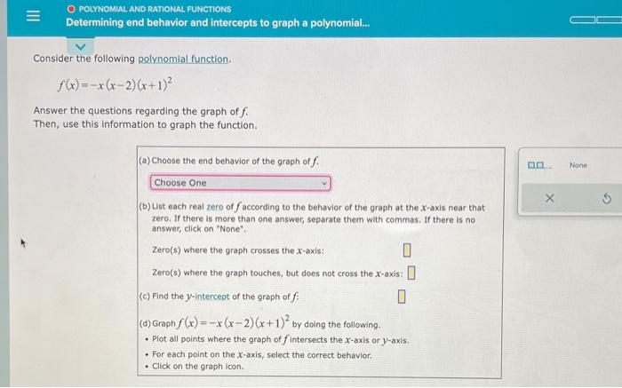 Solved Consider the following polynomial function. | Chegg.com