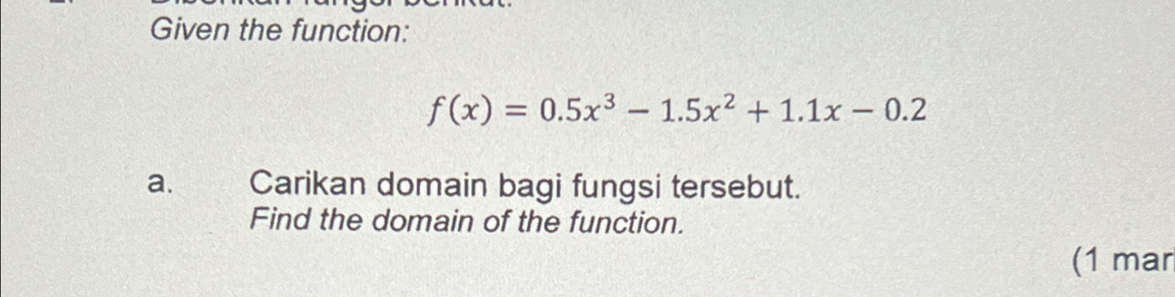 Solved Given the function:f(x)=0.5x3-1.5x2+1.1x-0.2Find the | Chegg.com