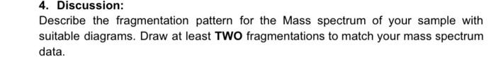 Solved 4. Discussion: Describe the fragmentation pattern for | Chegg.com