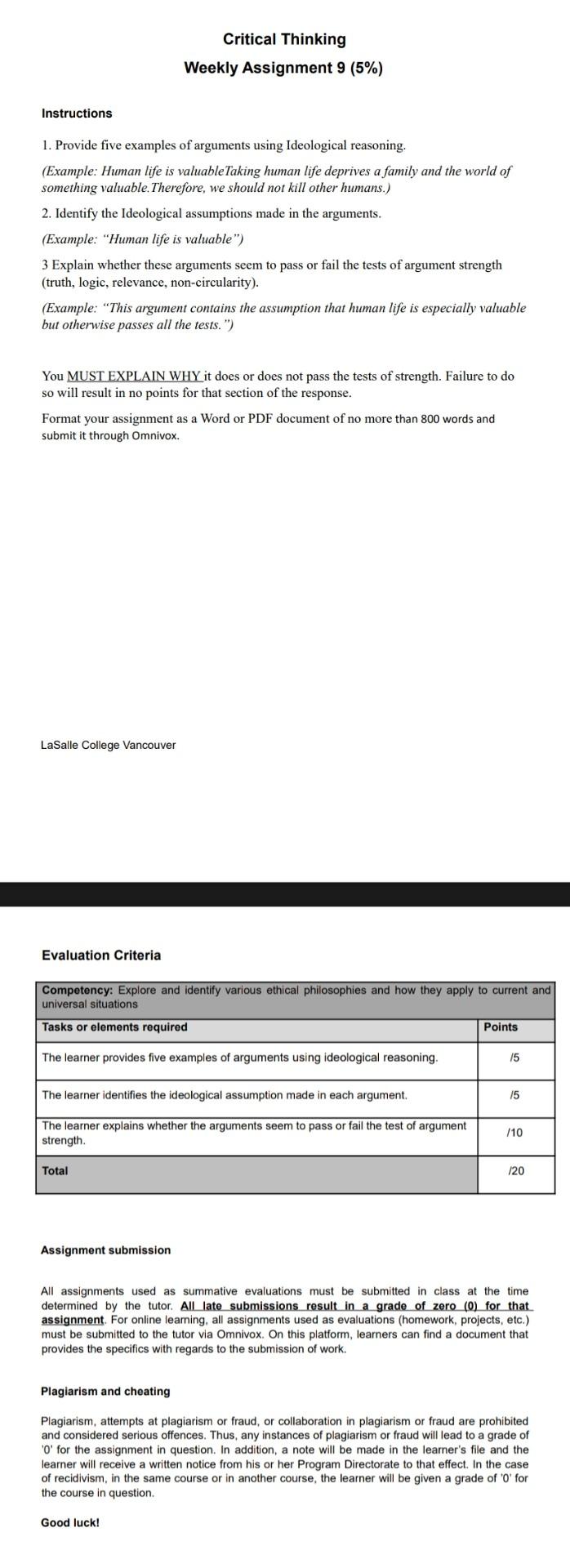 Instructions 1. Provide five examples of arguments | Chegg.com