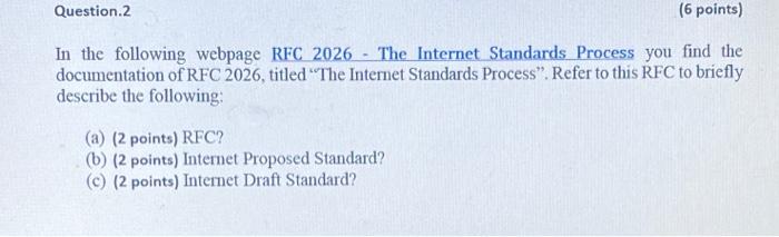 Solved In the following webpage RFC 2026 - The Internet | Chegg.com