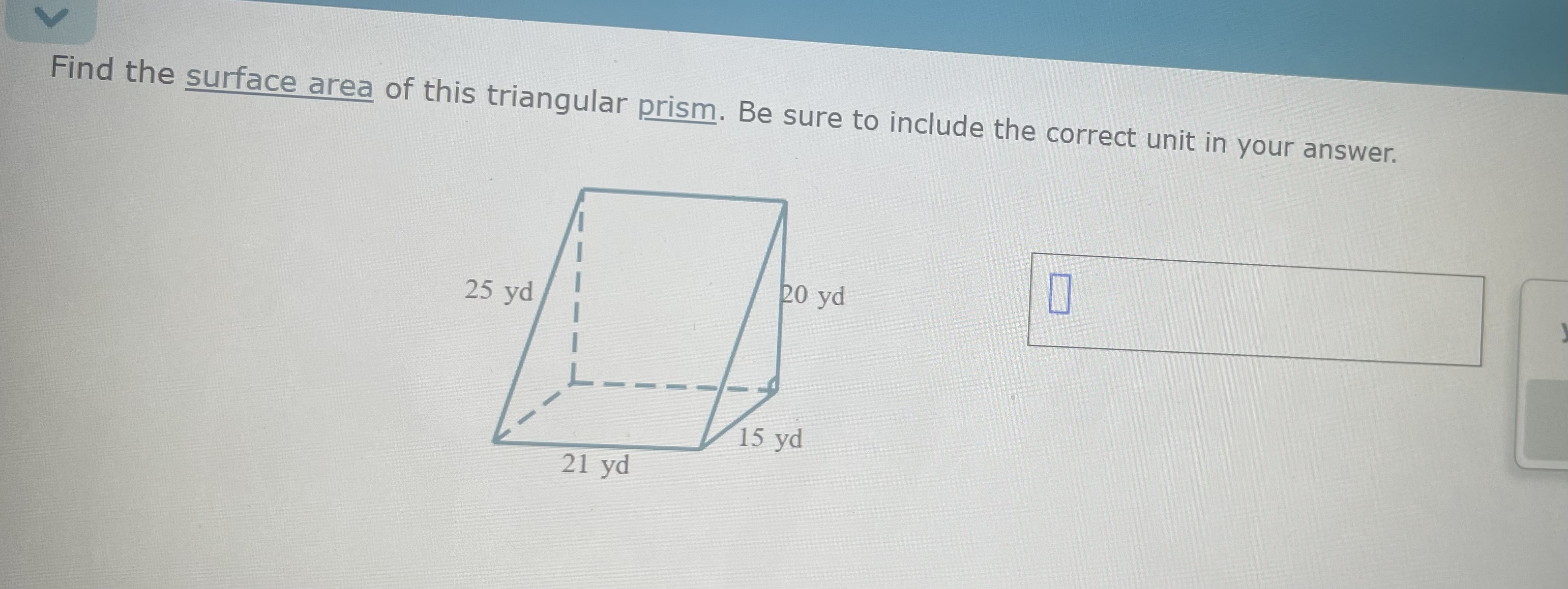 Solved Find the surface area of this triangular prism. Be | Chegg.com