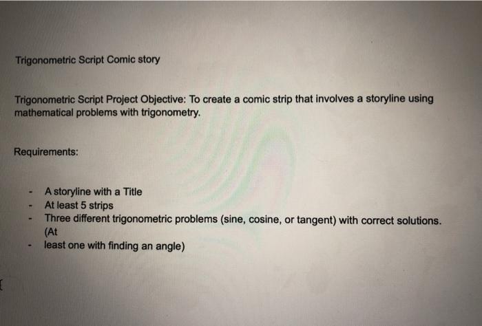 Solved Trigonometric Script Comic story Trigonometric Script | Chegg.com