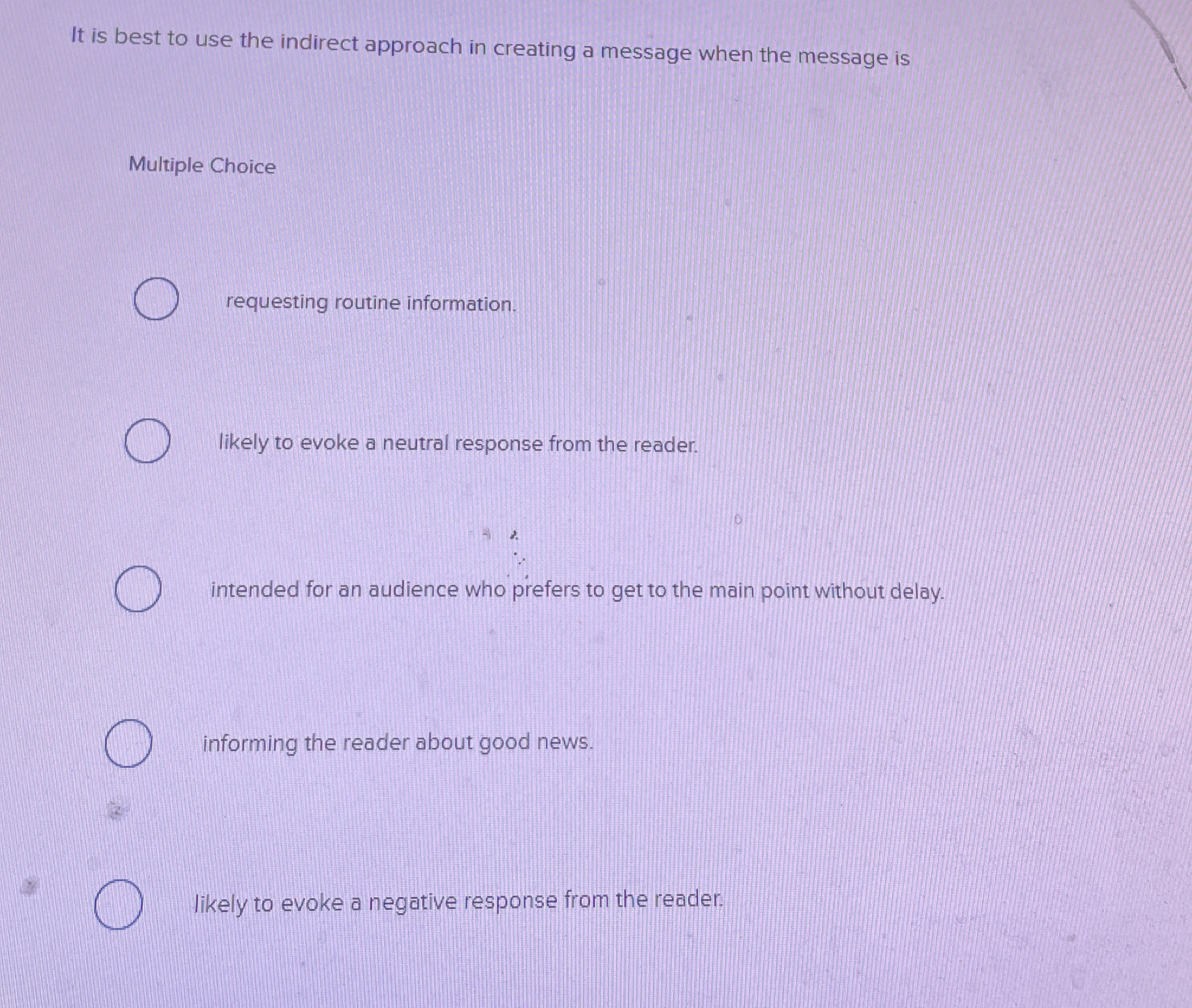 Solved It is best to use the indirect approach in creating a | Chegg.com