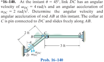 Solved At the instant theta = 45degree, link DC has an | Chegg.com