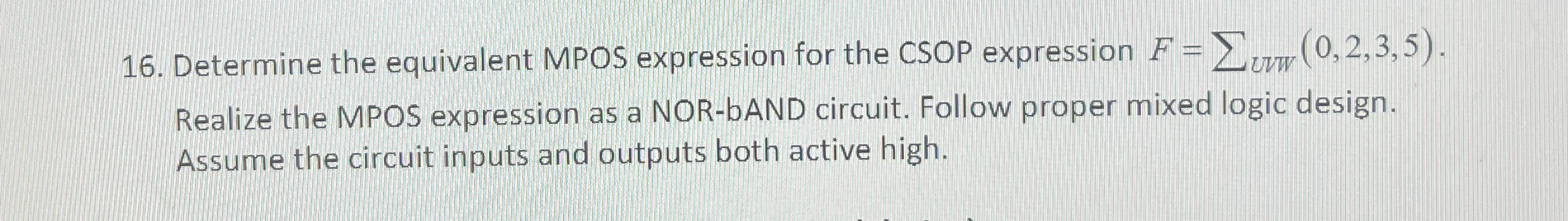 Determine the equivalent MPOS expression for the CSOP | Chegg.com