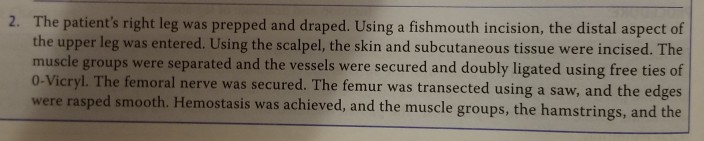 Solved 2. The patient's right leg was prepped and draped. | Chegg.com