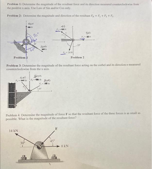 Solved determine the magnitude & direction of resultants | Chegg.com