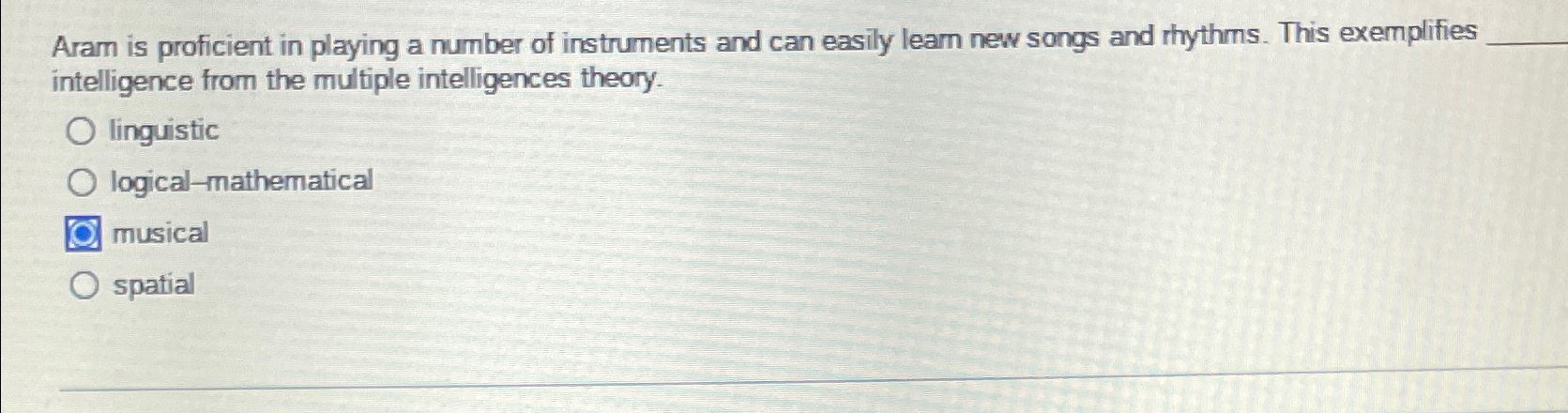Solved Aram is proficient in playing a number of instruments | Chegg.com