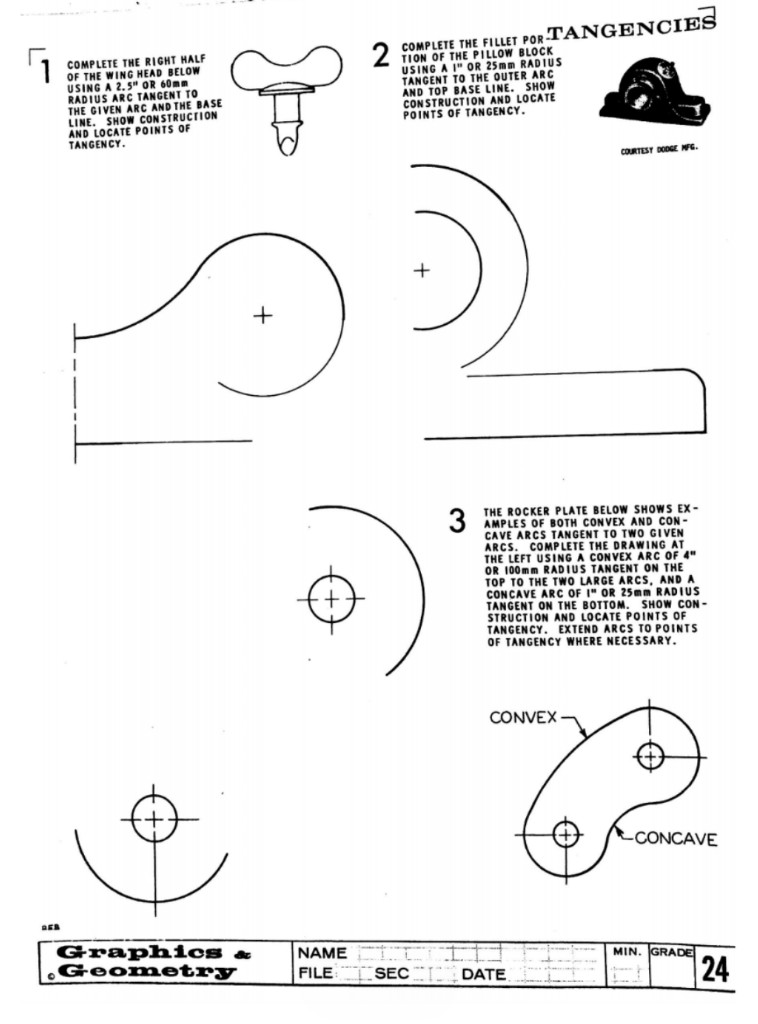 2 COMPLETE THE FILLET POR TANGENCIES 1 COMPLETE THE | Chegg.com
