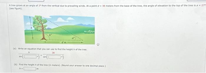 Solved A tree grows at an angle of 3∘ from the vertical due | Chegg.com