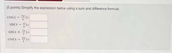 Solved (3 points) Find the cosine of each of the following | Chegg.com