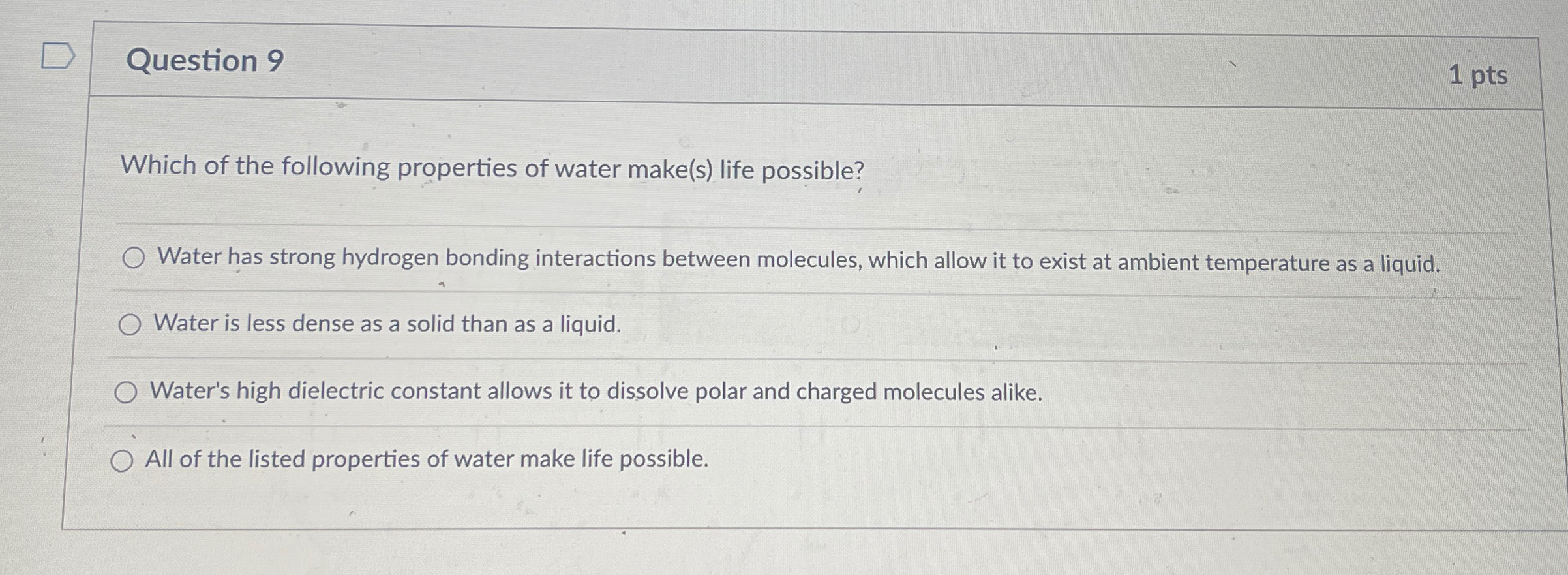 Solved Question 91 ﻿ptsWhich of the following properties of | Chegg.com