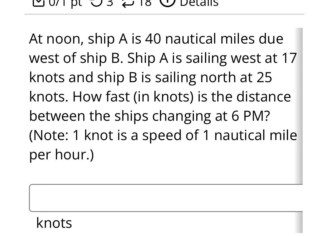 Solved At noon, ship A ﻿is 40 ﻿nautical miles due west of | Chegg.com
