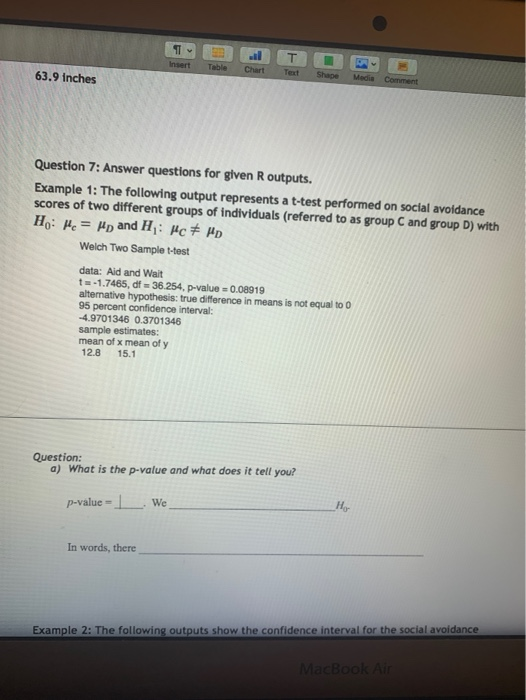 Solved Insert Table Chart т Text 63.9 inches Shape Media | Chegg.com