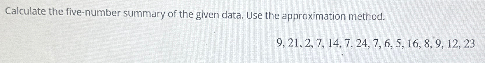 Solved Calculate the five-number summary of the given data. | Chegg.com